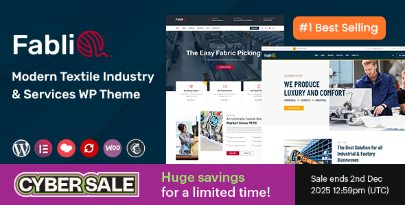 Fablio - Textile Industry WordPress Theme + RTL by ThemetechMount | ThemeForest